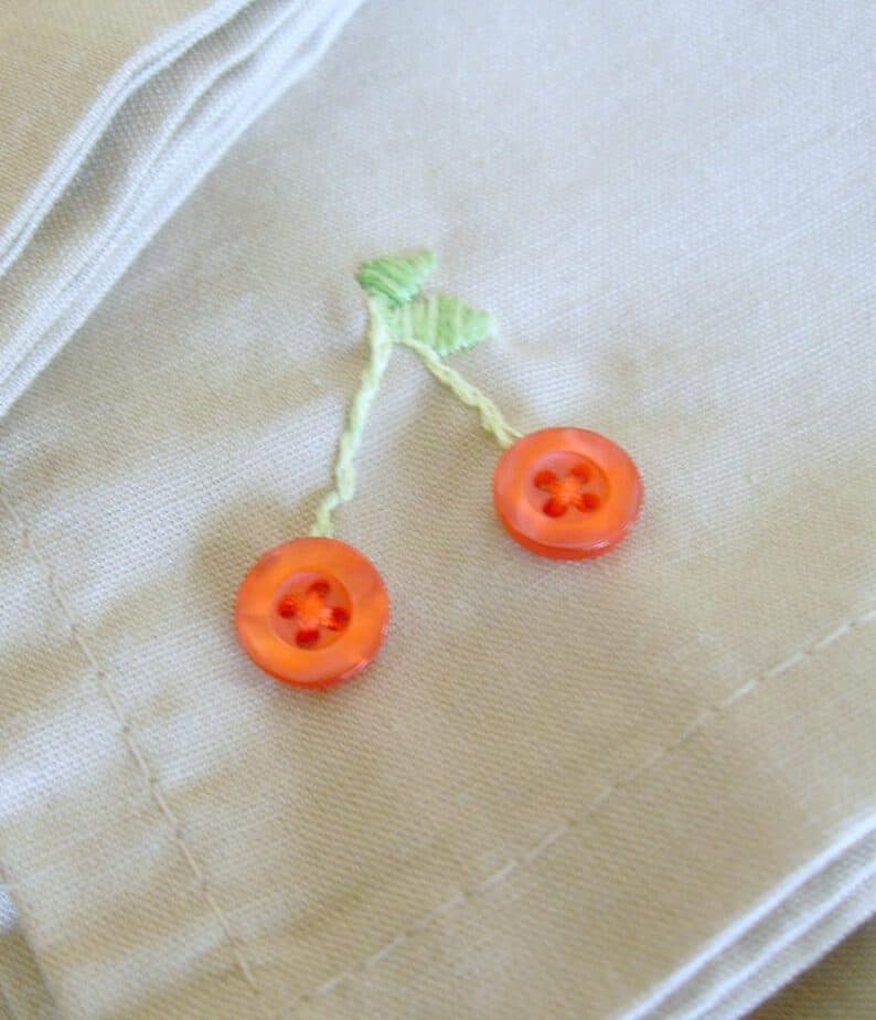 Button Crafts - Cloth Napkins With Button Fruit Details