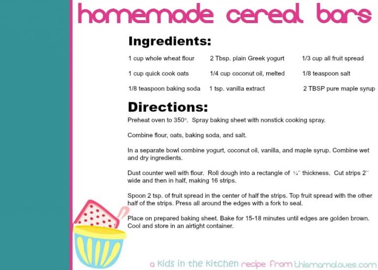 Homemade Cereal Bars- Kids in The Kitchen - This Mama Loves