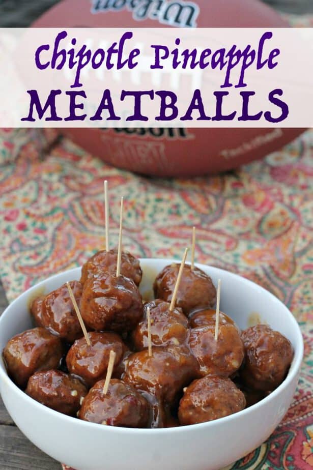 Chipotle-Pineapple Meatballs: Game Day Grub - This Mama Loves