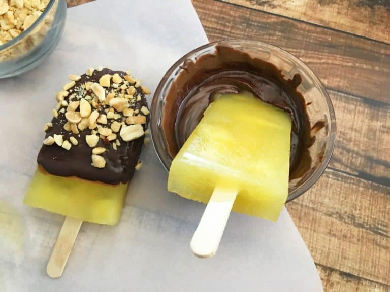 Chocolate-Dipped Pineapple Popsicles - This Mama Loves
