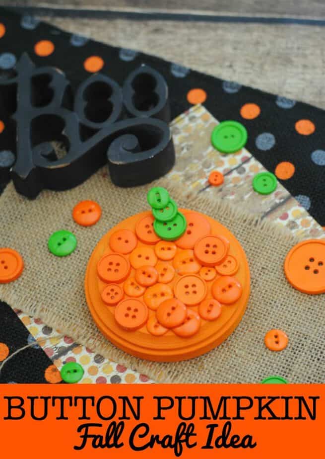 Fall Craft Idea: Button Pumpkin Craft - This Mama Loves